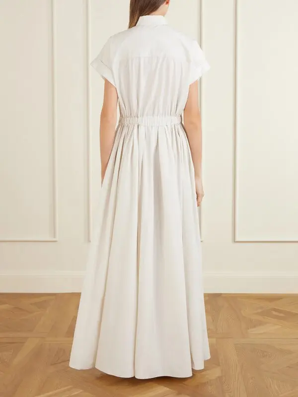 Brunello Cucinelli Pleated Cotton-blend Poplin Maxi Dress