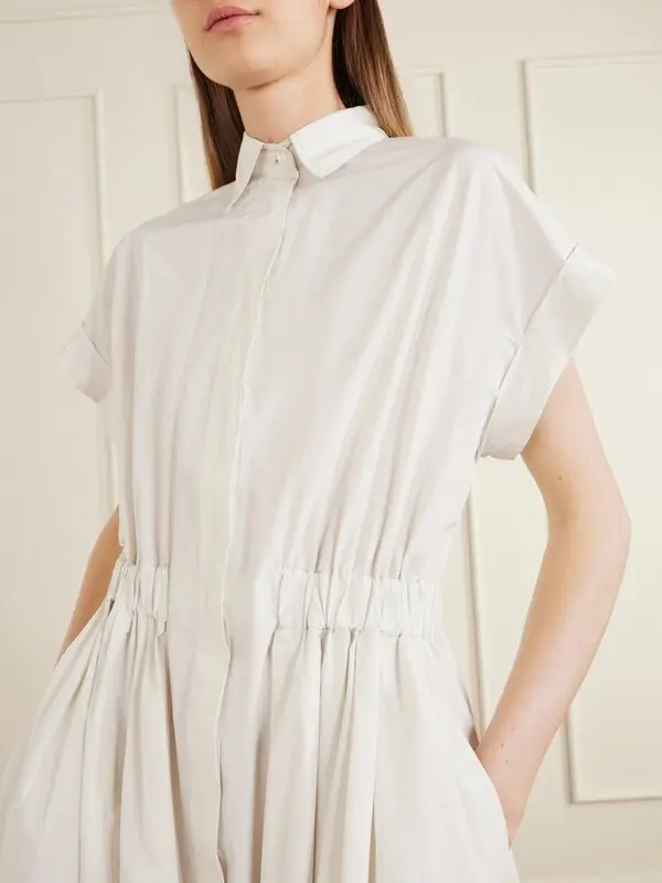 Brunello Cucinelli Pleated Cotton-blend Poplin Maxi Dress