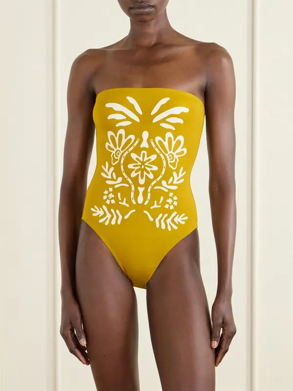 ERES Maharani Strapless Printed One-piece Swimsuit - Yellow