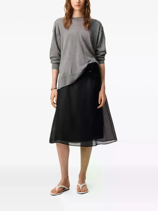 AMI Paris Silk Organza Midi Trapeze Skirt