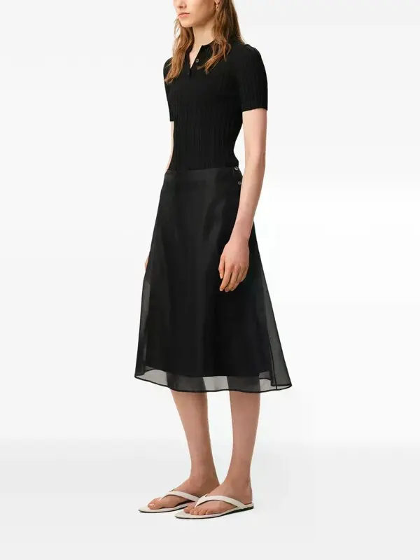 AMI Paris Silk Organza Midi Trapeze Skirt
