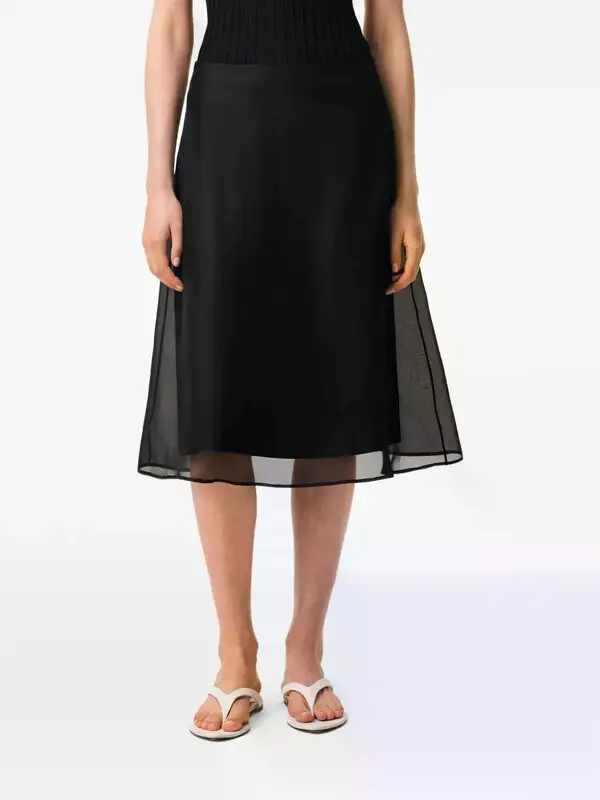 AMI Paris Silk Organza Midi Trapeze Skirt