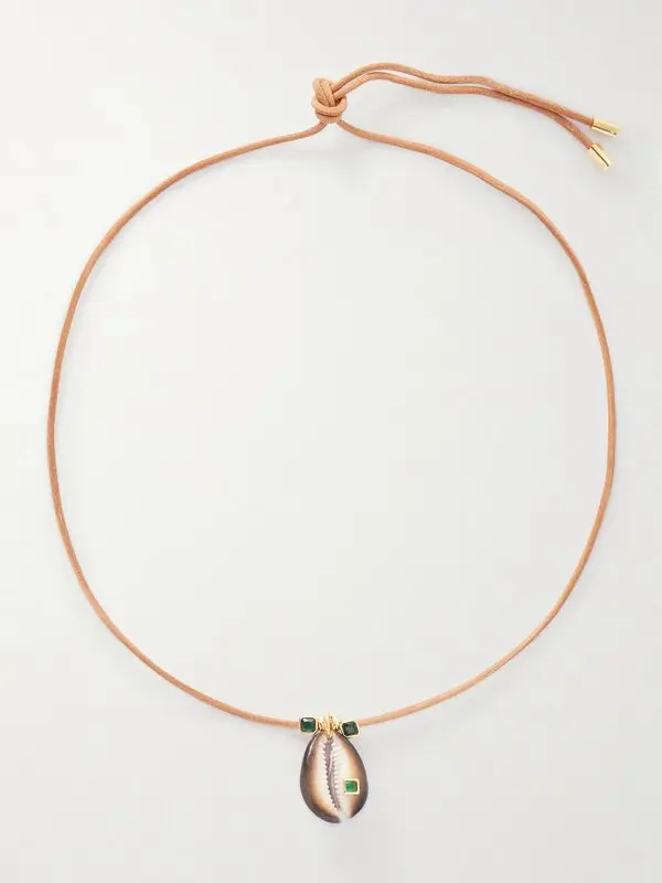 MARTHA CALVO Raya Suede Beaded Necklace - Gold