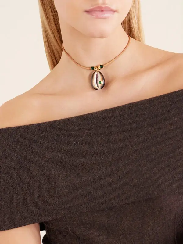 MARTHA CALVO Raya Suede Beaded Necklace - Gold