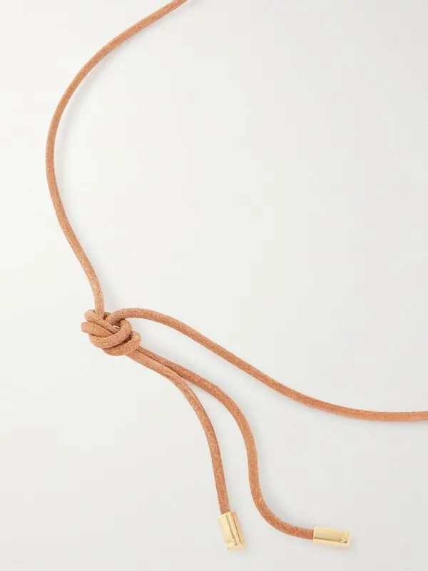 MARTHA CALVO Raya Suede Beaded Necklace - Gold