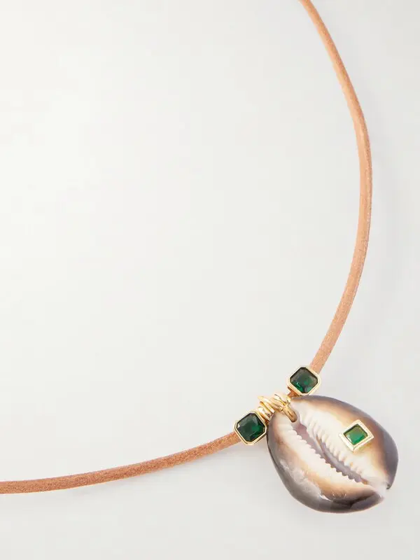 MARTHA CALVO Raya Suede Beaded Necklace - Gold