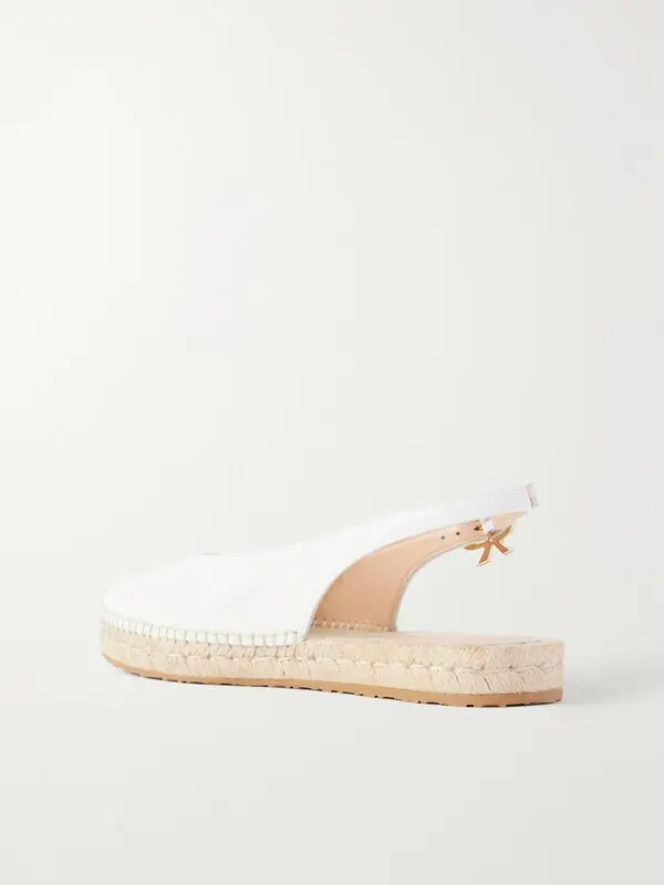 GIANVITO ROSSI Paz Leather Slingback Espadrilles - White