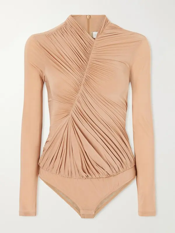 Stella McCartney Draped Crepe-jersey Bodysuit - Neutrals