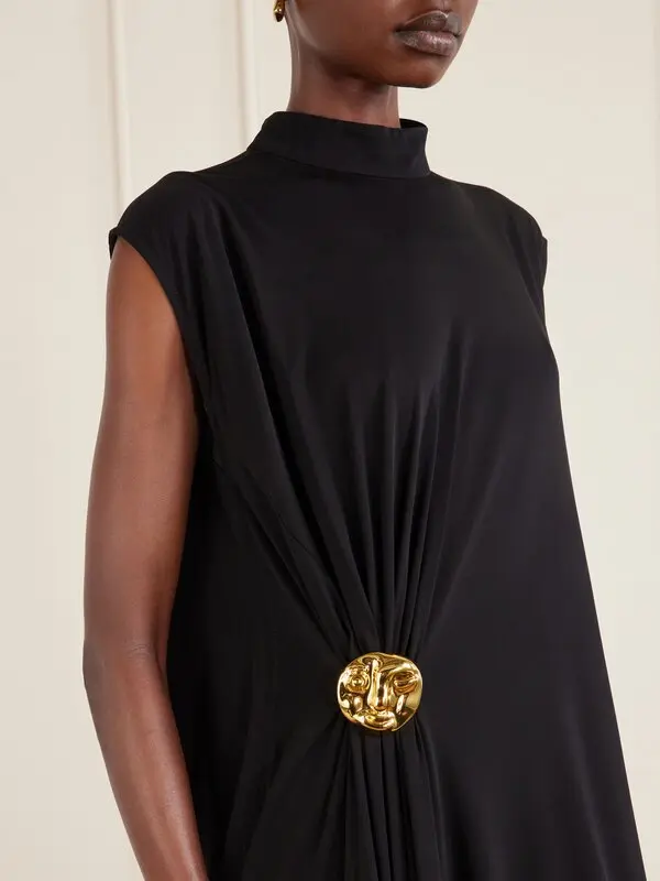 Bottega Veneta Embellished Jersey Midi Dress - Black
