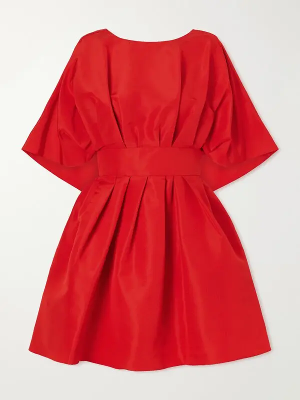 Carolina Herrera Pleated Silk-faille Mini Dress