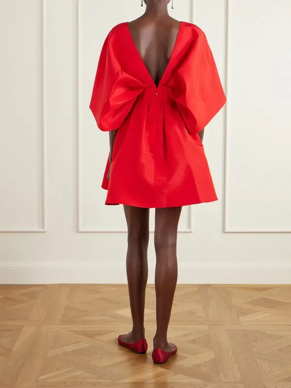Carolina Herrera Pleated Silk-faille Mini Dress