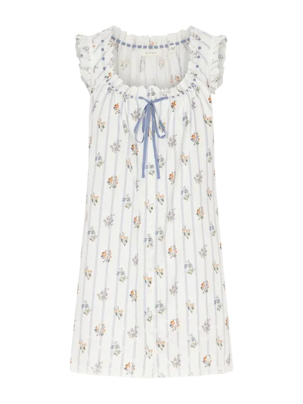 DÔEN Nessie Striped Floral-print Mini Dress - Multi
