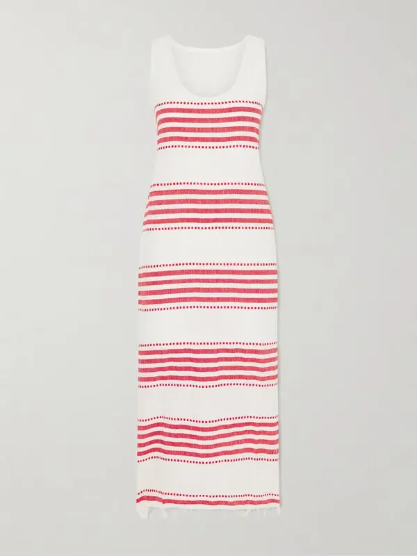LEMLEM Lilian Striped Cotton-blend Gauze Midi Dress - Red