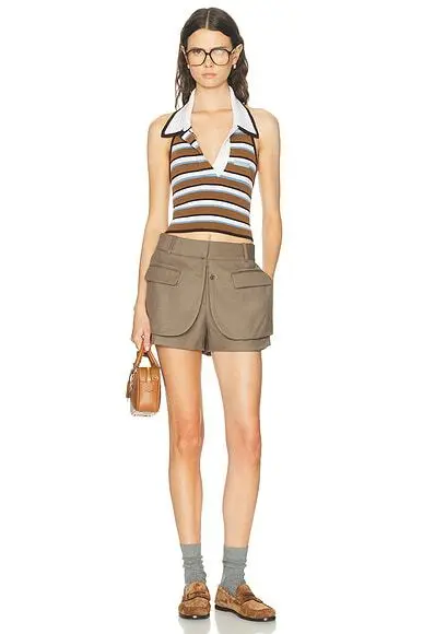 Monse Striped Knit Halter Top With Collar