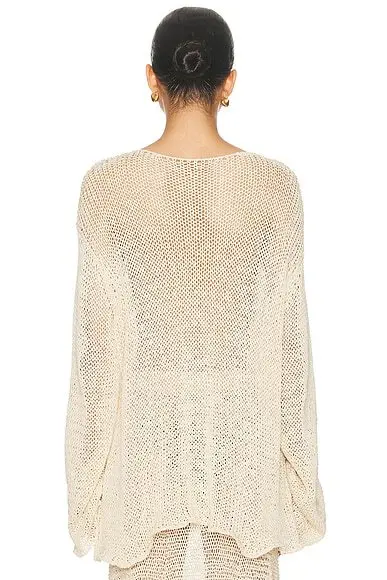 Khaite Davet Top Knit Crochet Flare Cuff Top