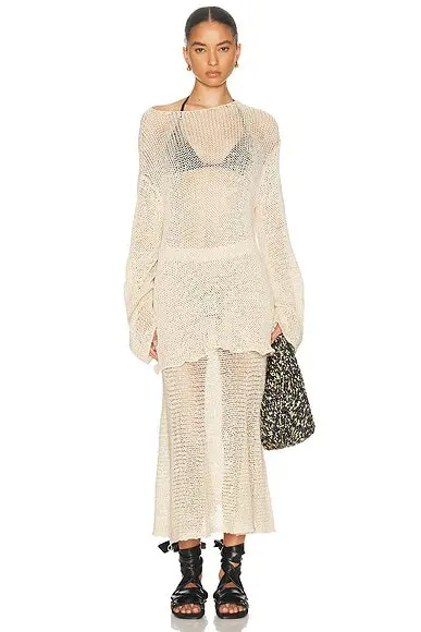 Khaite Davet Top Knit Crochet Flare Cuff Top