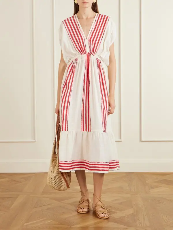 LEMLEM Leila Cotton-gauze Midi Dress - Red