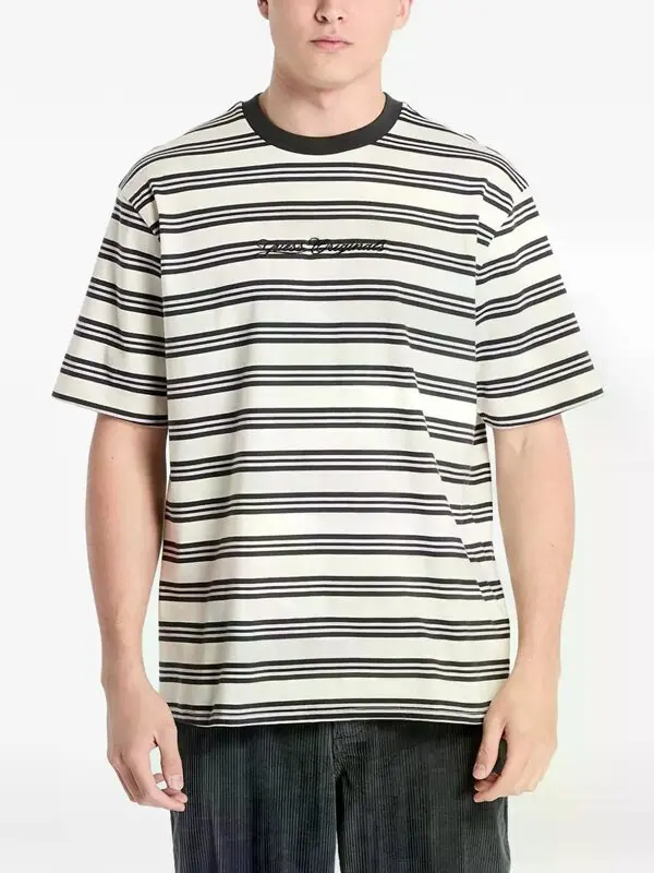Guess Striped Logo-embroidered T-shirt