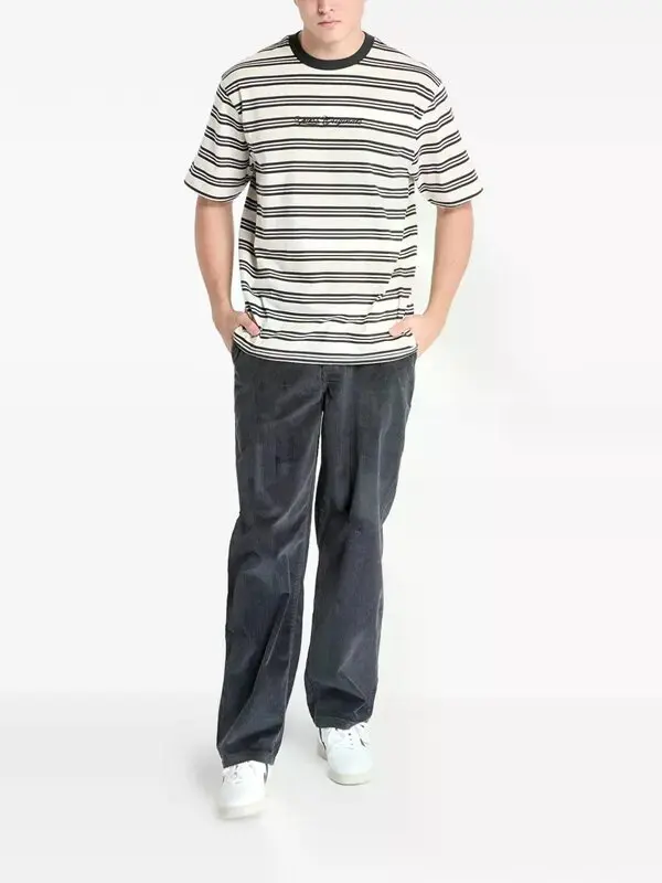 Guess Striped Logo-embroidered T-shirt