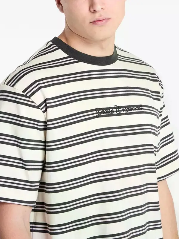 Guess Striped Logo-embroidered T-shirt