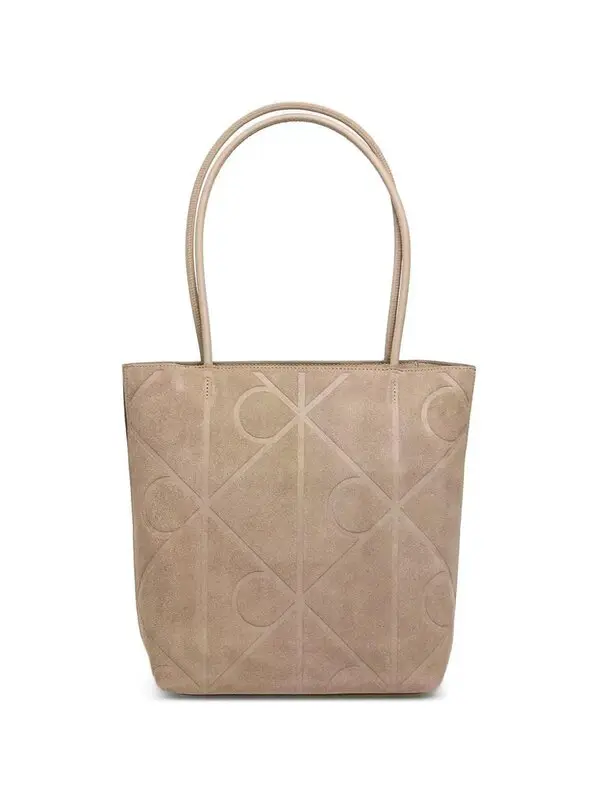 Calvin Klein Monogram-embossed Suede Tote Bag