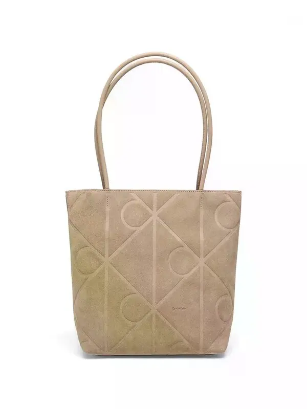 Calvin Klein Monogram-embossed Suede Tote Bag