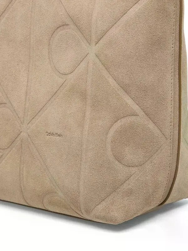 Calvin Klein Monogram-embossed Suede Tote Bag