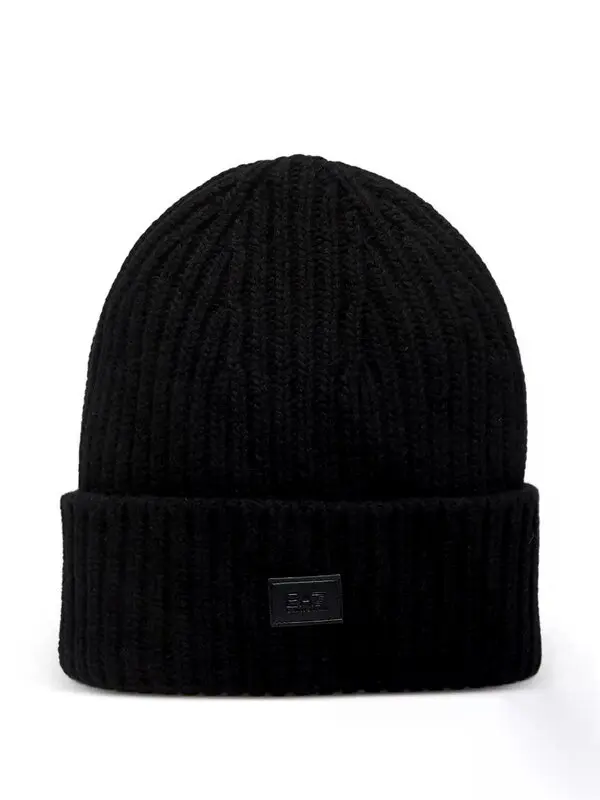 EA7 Logo-patch Beanie Hat - Black
