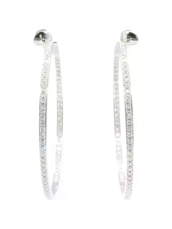 Cartier 2010s Diamond Hoop Earrings - Silver