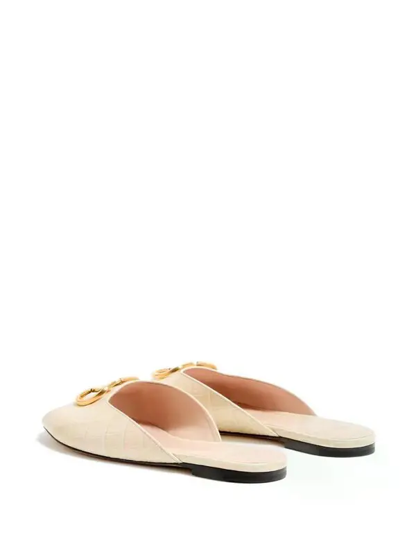 Valentino Garavani Vlogo Signature Slide Sandals In Printed Calfskin - Neutrals