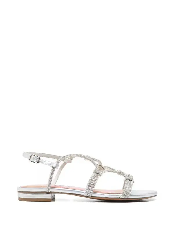 BIBI LOU Crystal Embellished Cage Slingback Sandals - Silver