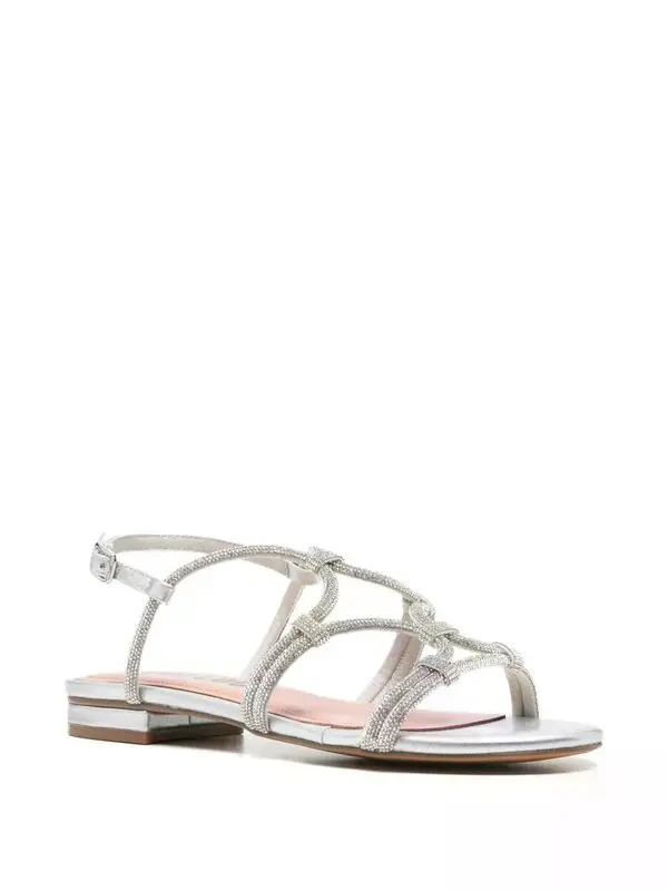 BIBI LOU Crystal Embellished Cage Slingback Sandals - Silver