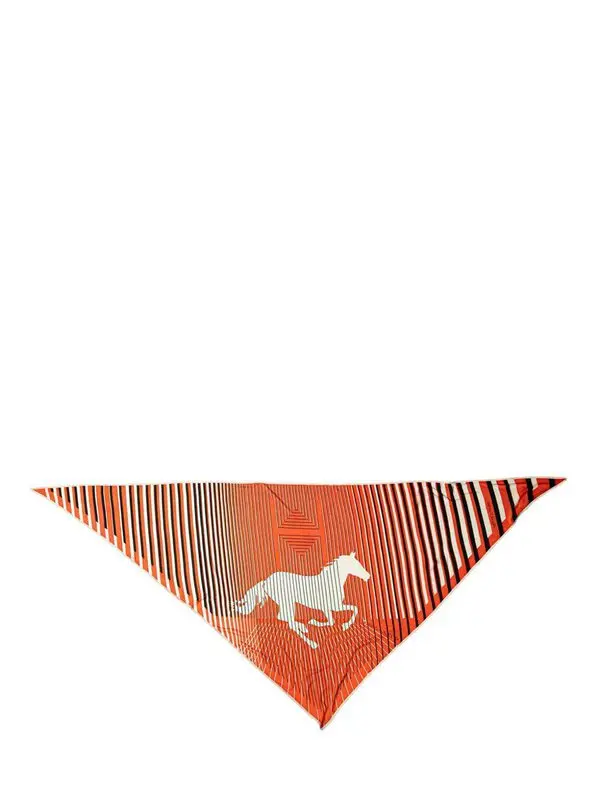 Hermès 2021-2025 Triangular H Au Galop Silk Scarf Scarves - Orange