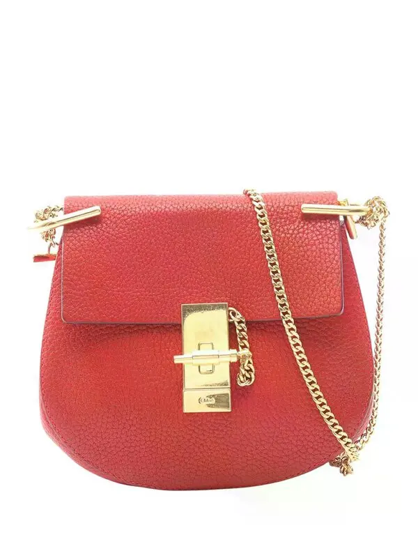 Chloé Mini Leather Drew Crossbody Bag - Red