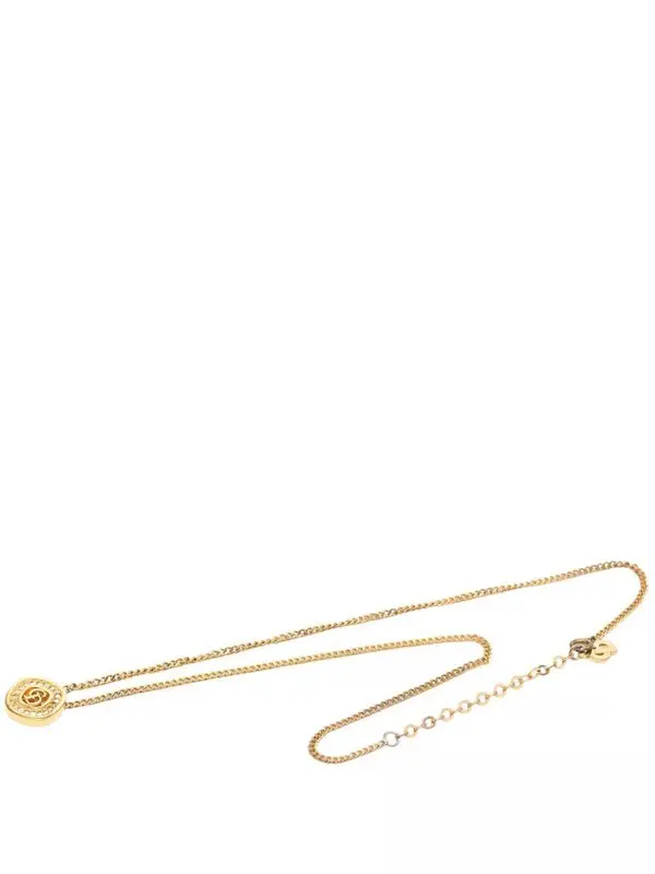 Dior Strass Cd Logo Pendant Necklace - Gold