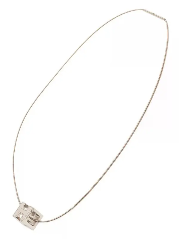 Hermès 20th Century Palladium Plated Enamel Necklace - Silver