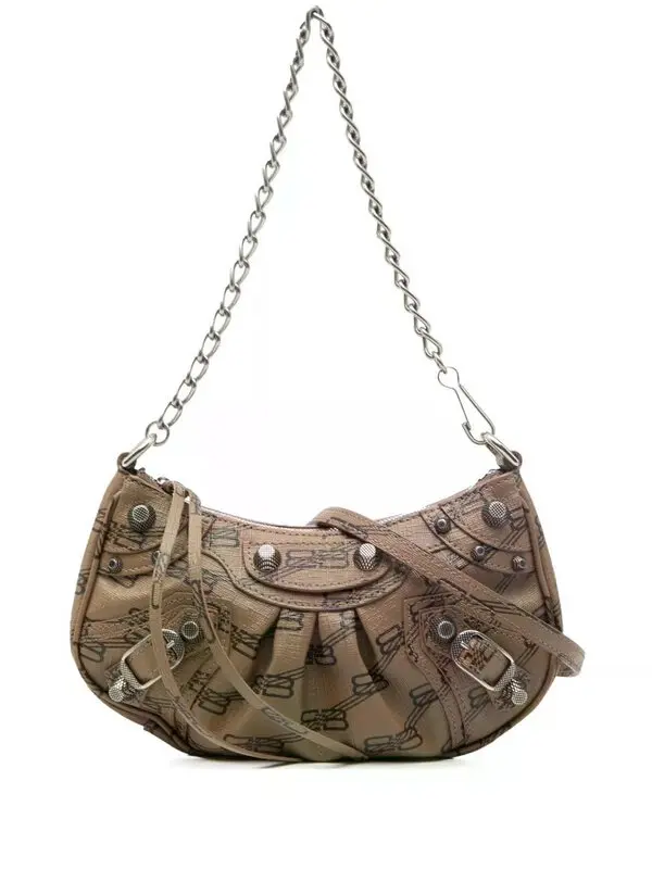 Balenciaga 2022 Mini Bb Monogram Coated Canvas Le Cagole Satchel - Brown