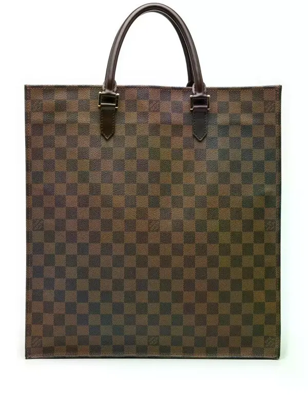 LOUIS VUITTON 2004 Damier Ebene Sac Plat Tote - Brown