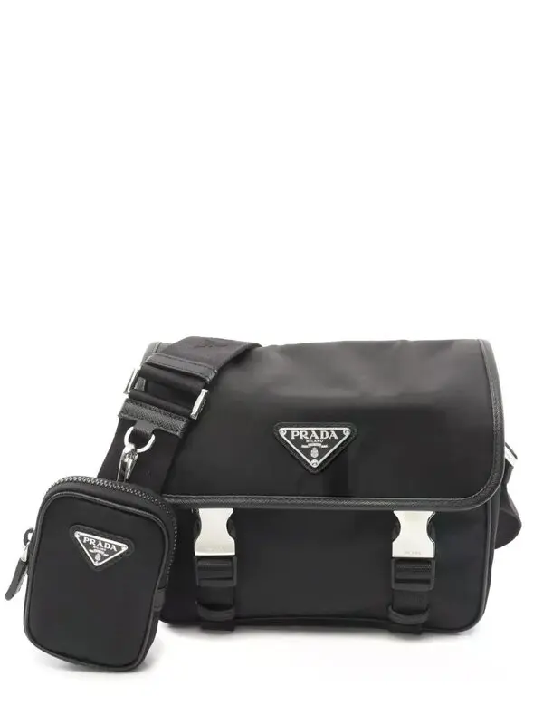 Prada Tessuto Zip Buckle Messenger Bag