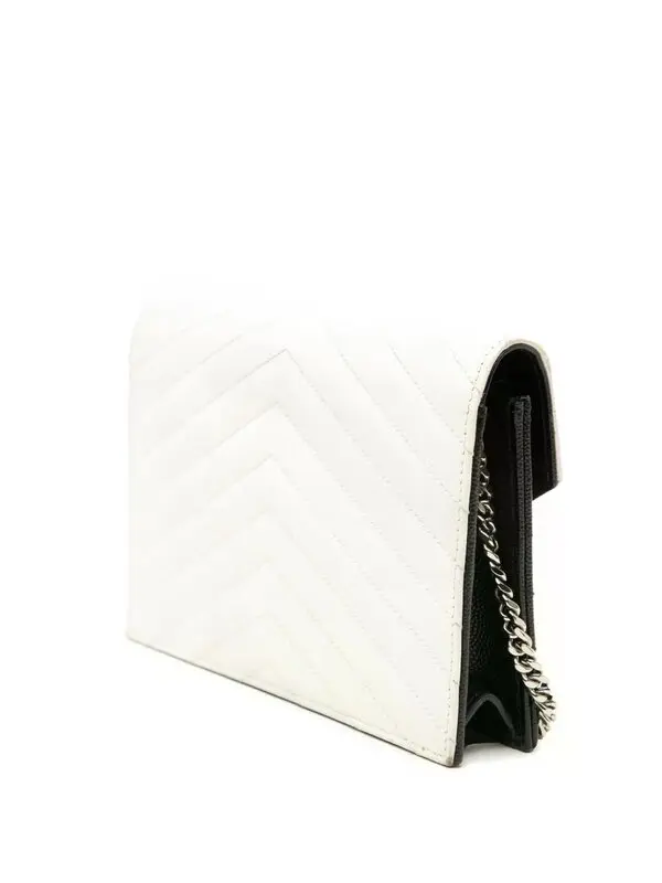Saint Laurent 2018 Grain De Poudre Cassandre Envelope Chain Wallet - Black