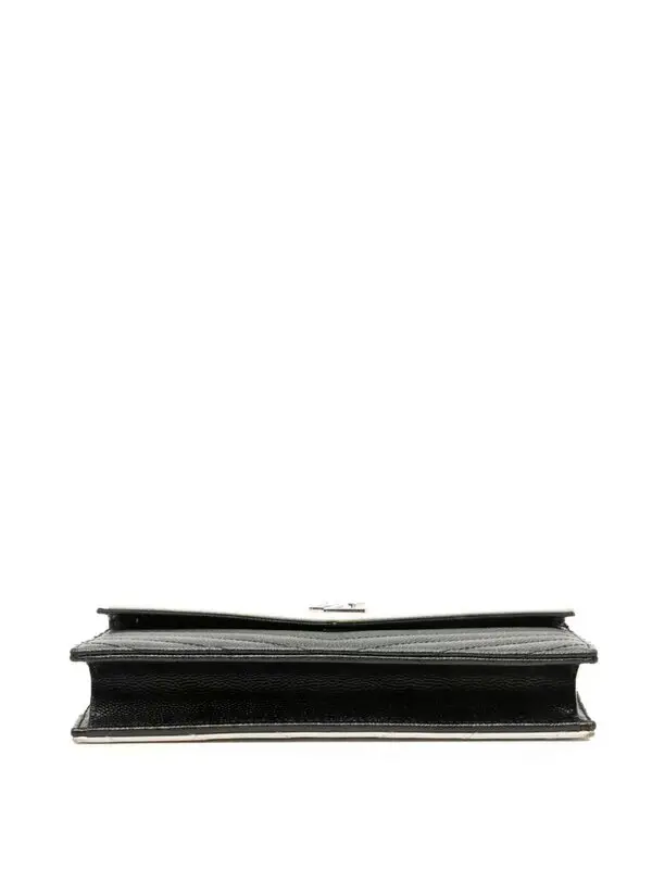 Saint Laurent 2018 Grain De Poudre Cassandre Envelope Chain Wallet - Black