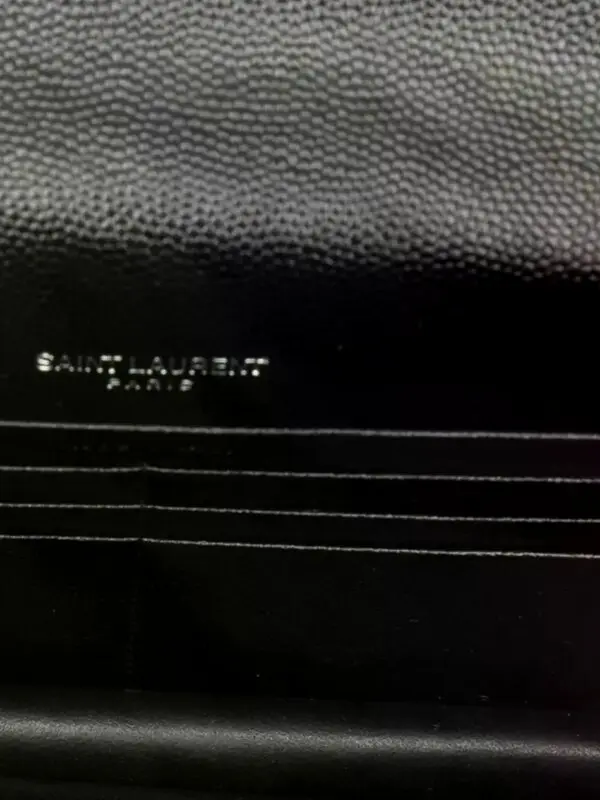 Saint Laurent 2018 Grain De Poudre Cassandre Envelope Chain Wallet - Black