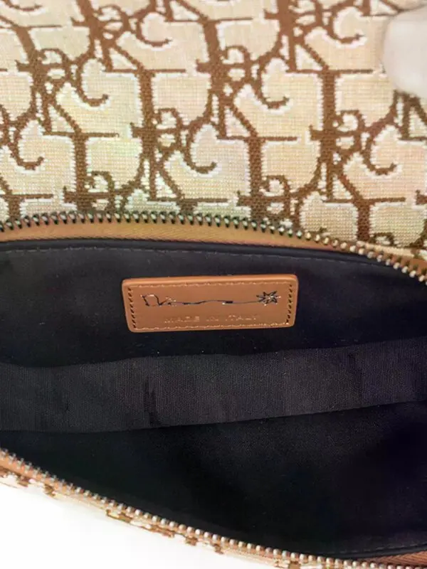 Dior 2021 Cactus Jack Oblique Canvas Saddle Arm Pouch - Neutrals
