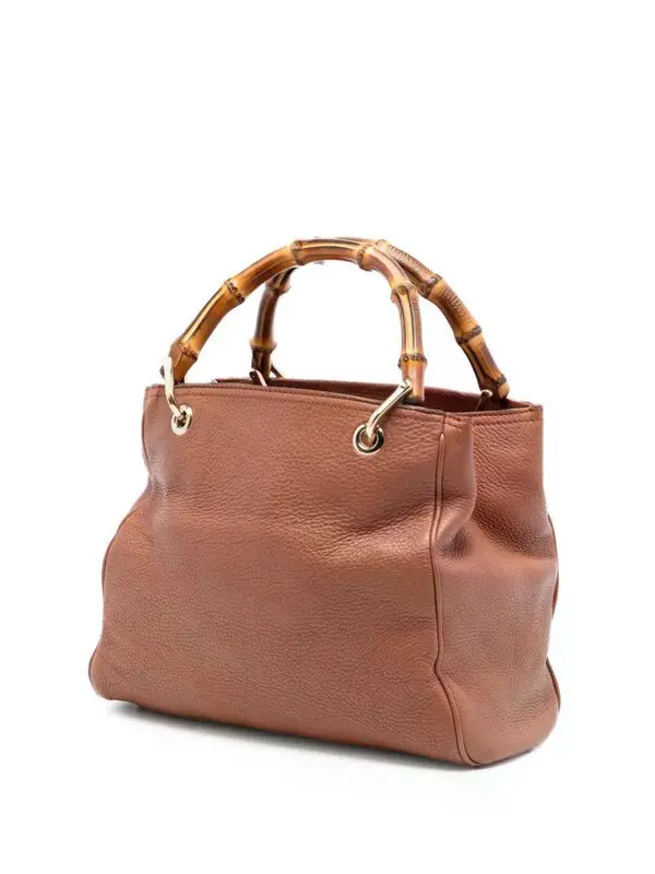 Gucci Small Calfskin Bamboo Shopper Satchel - Brown