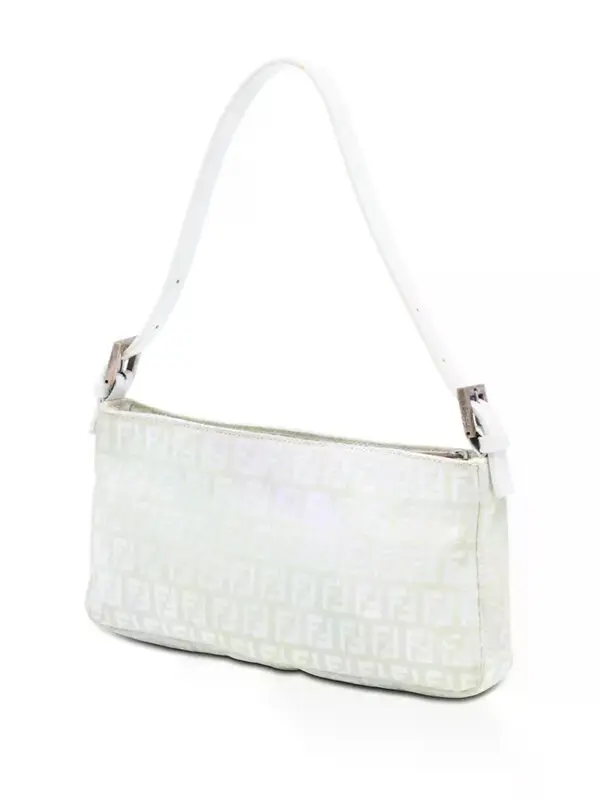 Fendi Zucchino Canvas Pochette Shoulder Bag - White