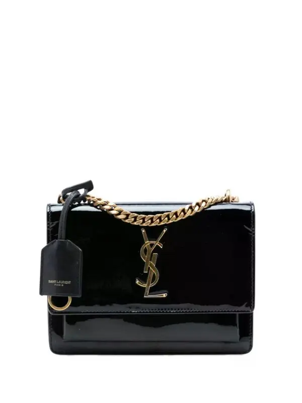 Saint Laurent Small Patent Monogram Sunset Crossbody Bag - Black