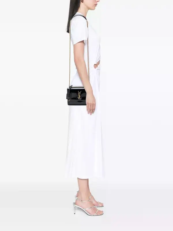 Saint Laurent Small Patent Monogram Sunset Crossbody Bag - Black