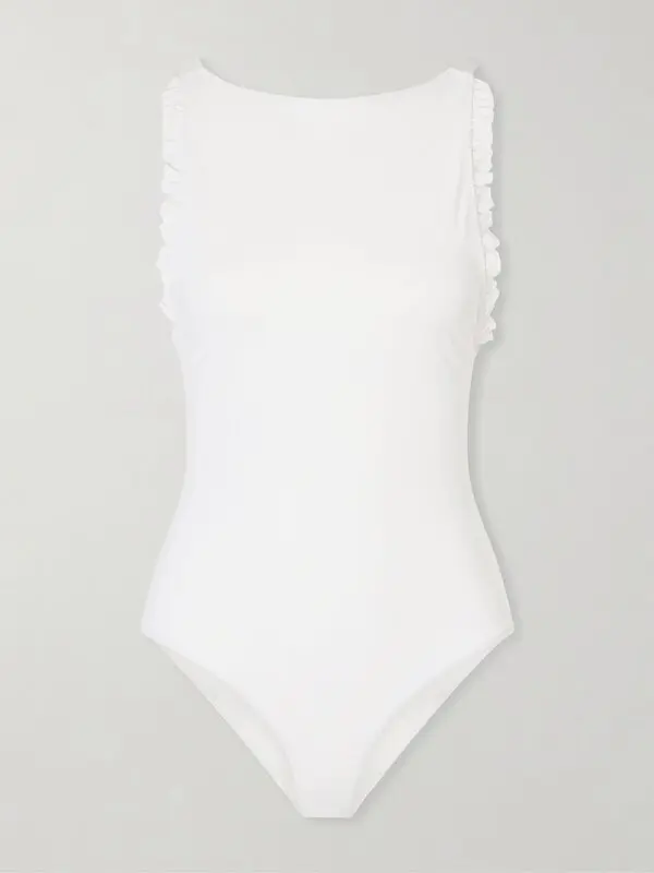 Kiki De Montparnasse Louise Ruched Swimsuit - White