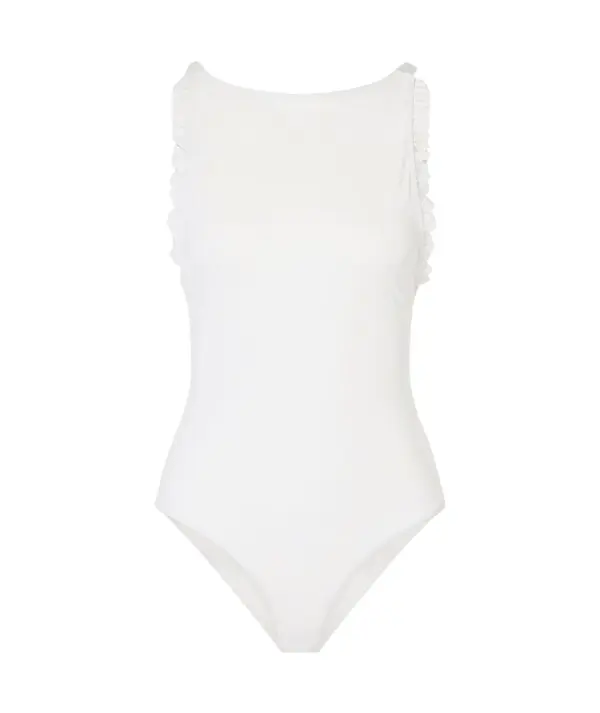 Kiki De Montparnasse Louise Ruched Swimsuit - White