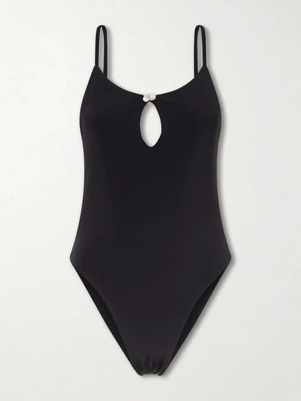 SARA CRISTINA Pearl Embellished Swimsuit - Black
